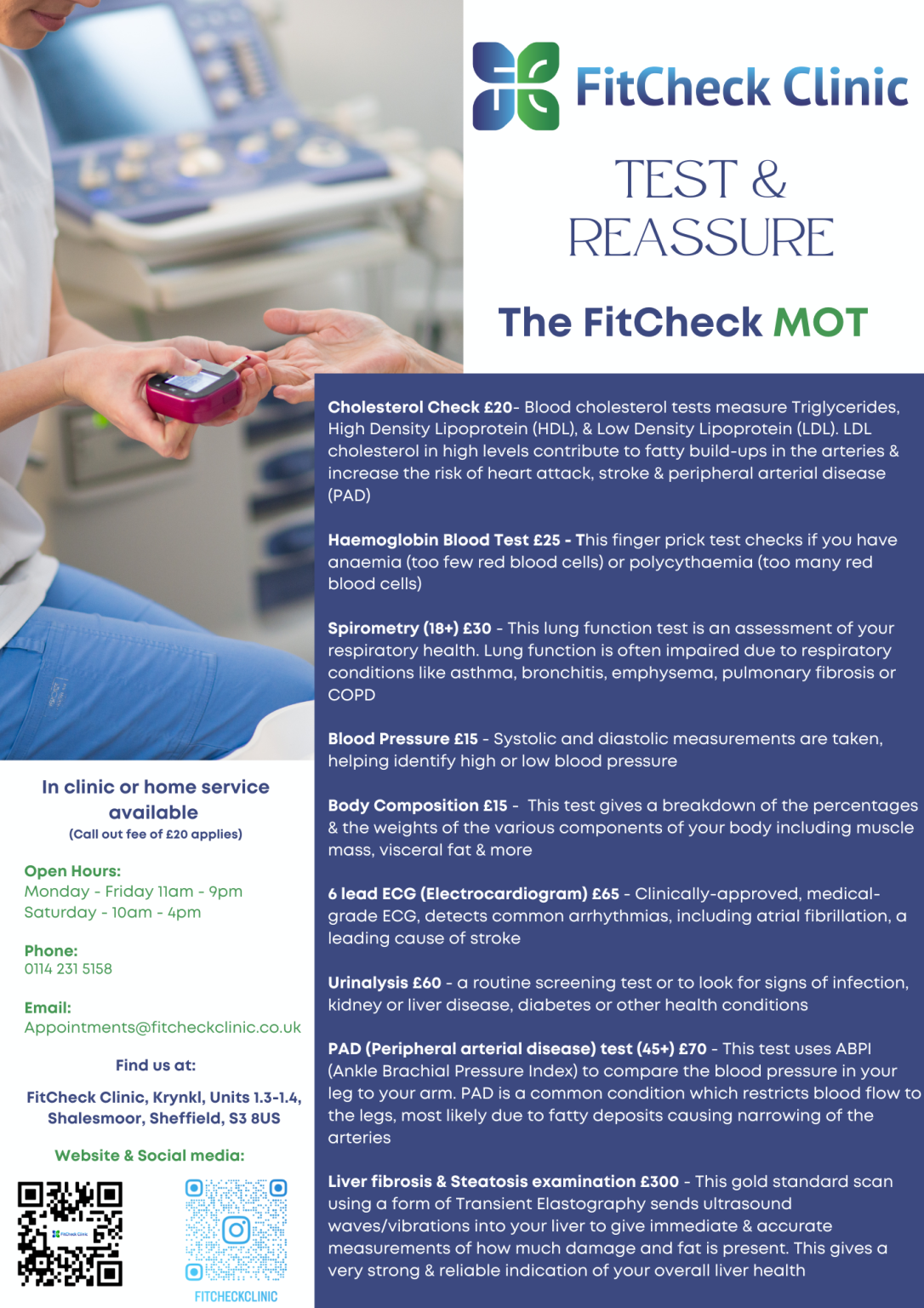 Health MOT Testing | Sheffield | FitCheck Clinic Ltd